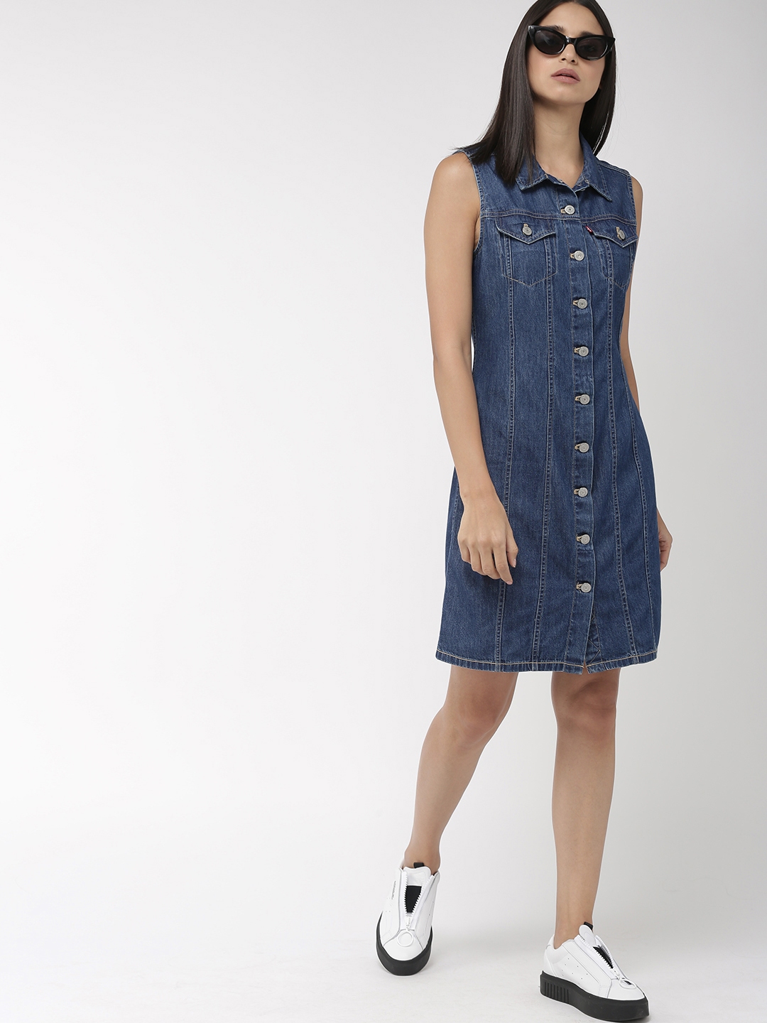 Buy Levis Women Blue Solid Chambray Shirt Dress Dresses For Women 9905799 Myntra