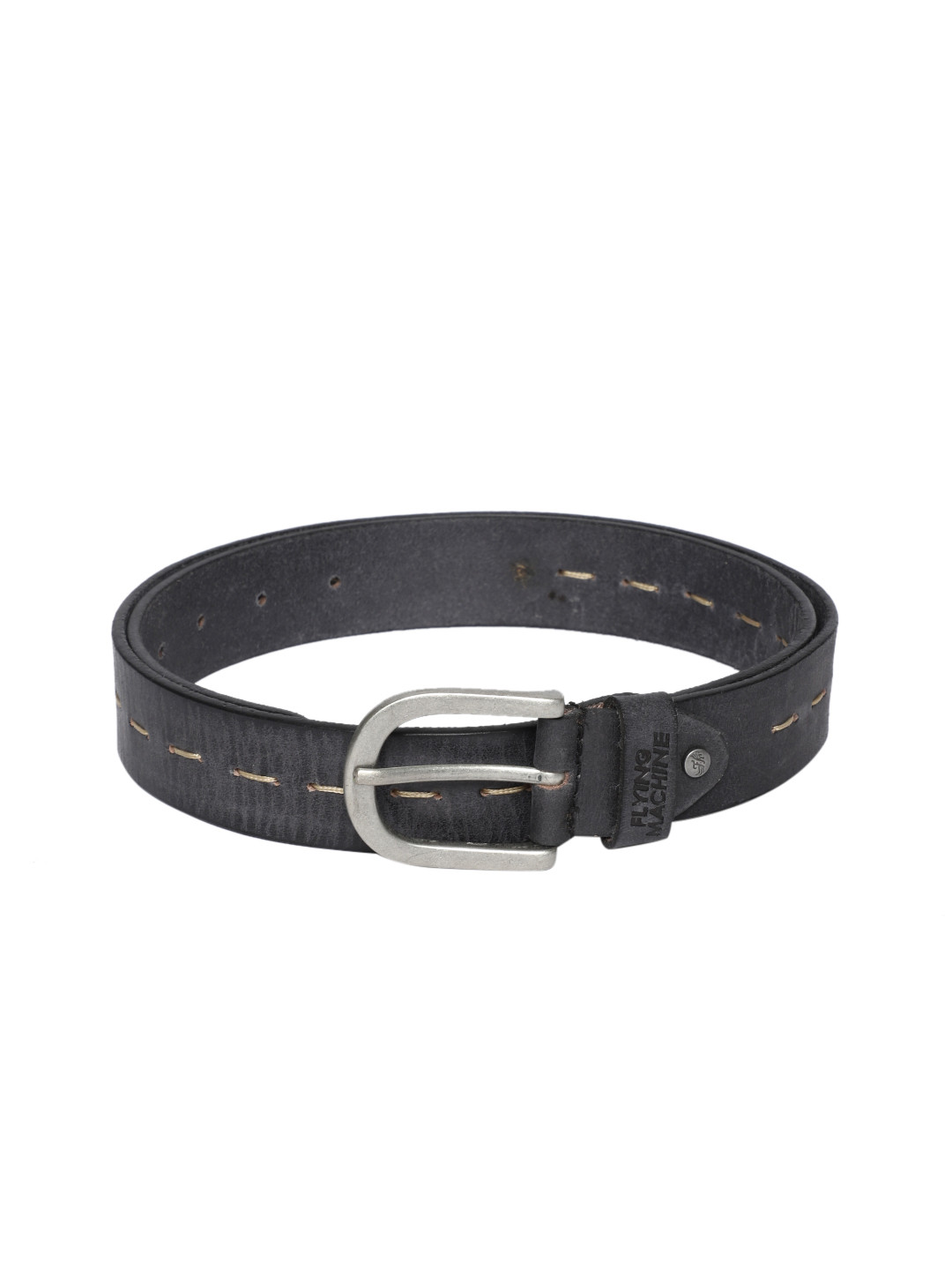 Buy Flying Machine Men Black Solid Leather Belt - Belts for Men 9918425 ...