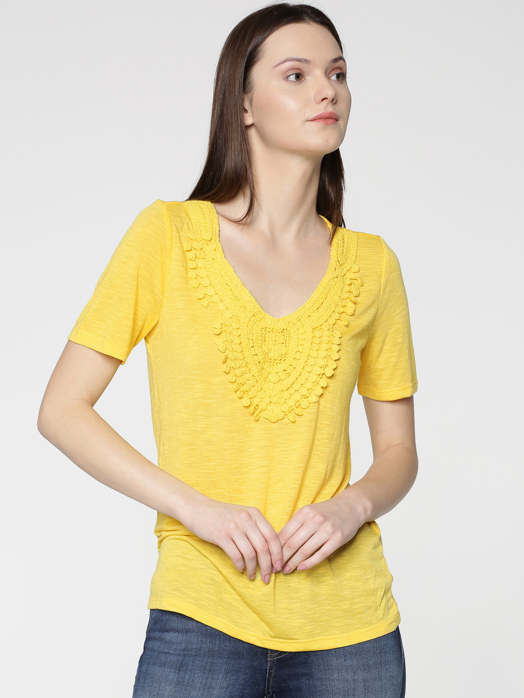 Buy ONLY Women Yellow Solid Top - Tops for Women 9923309 | Myntra