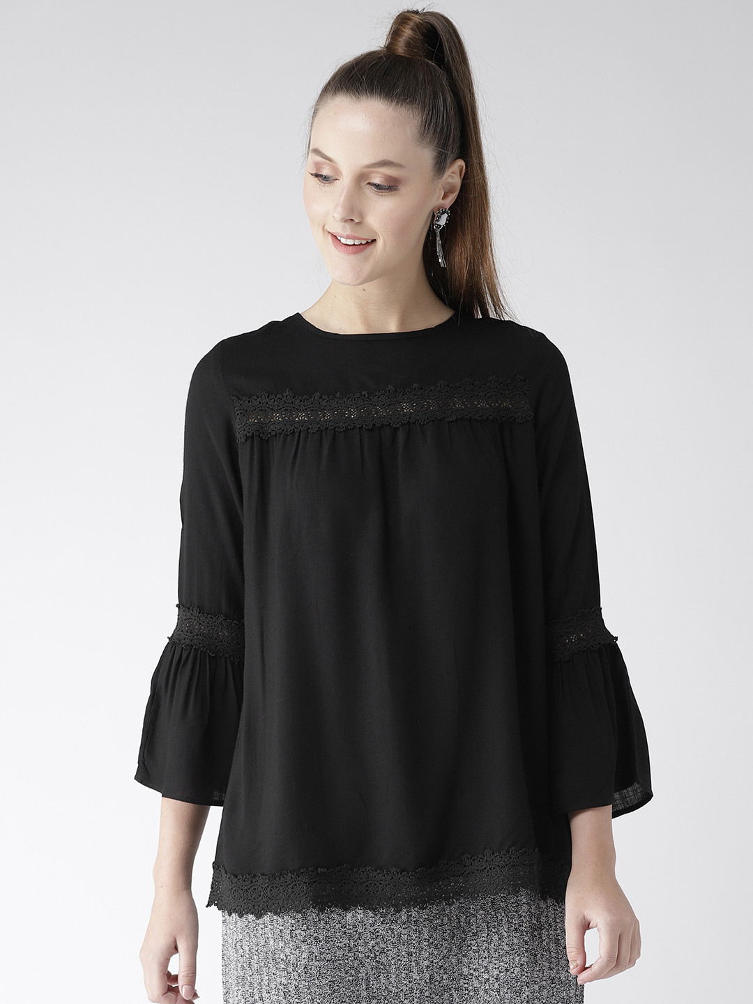 Buy Xpose Women Black Solid A Line Top - Tops for Women 9938061 | Myntra