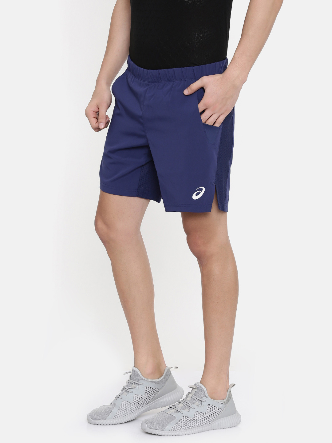Buy ASICS Men Navy Blue Solid Quick Dry Elite Regular Fit Sports Shorts ...
