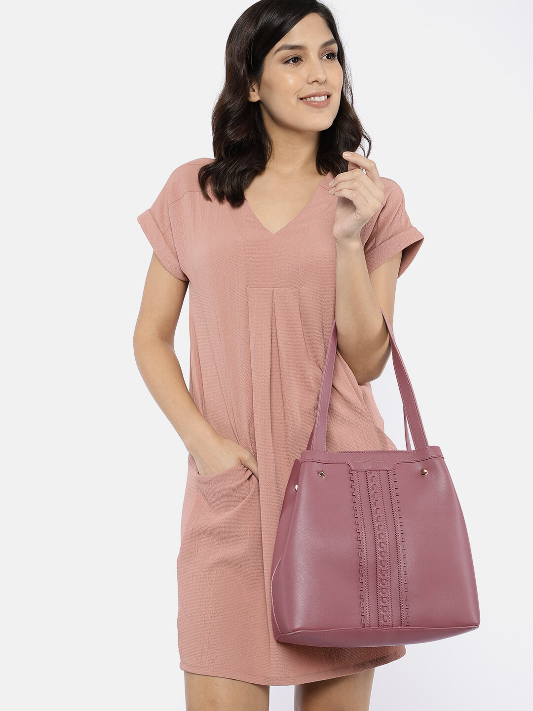 Buy French Connection Pink Solid Shoulder Bag - Handbags for Women ...