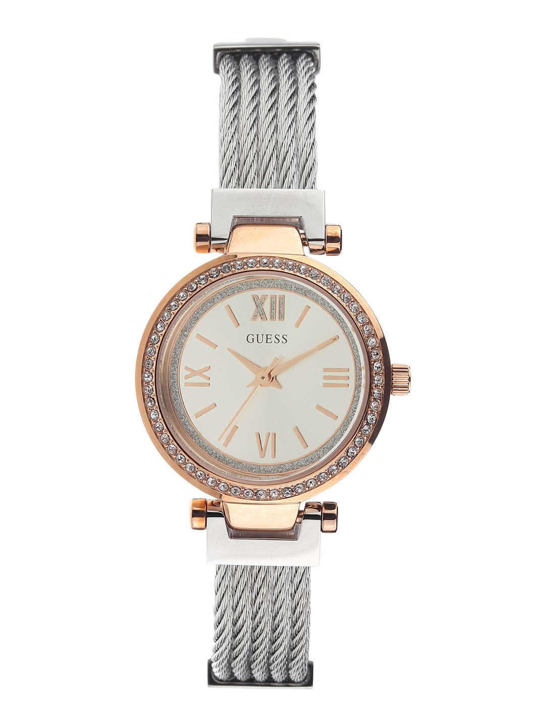Buy GUESS Women Silver Toned Analogue Watch W1009L4 - Watches for Women ...