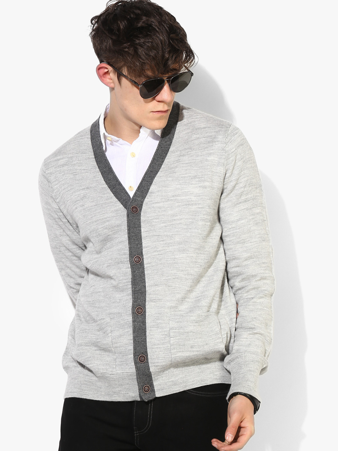 Buy Grey Textured Cardigan - Sweaters for Men 7679991 | Myntra