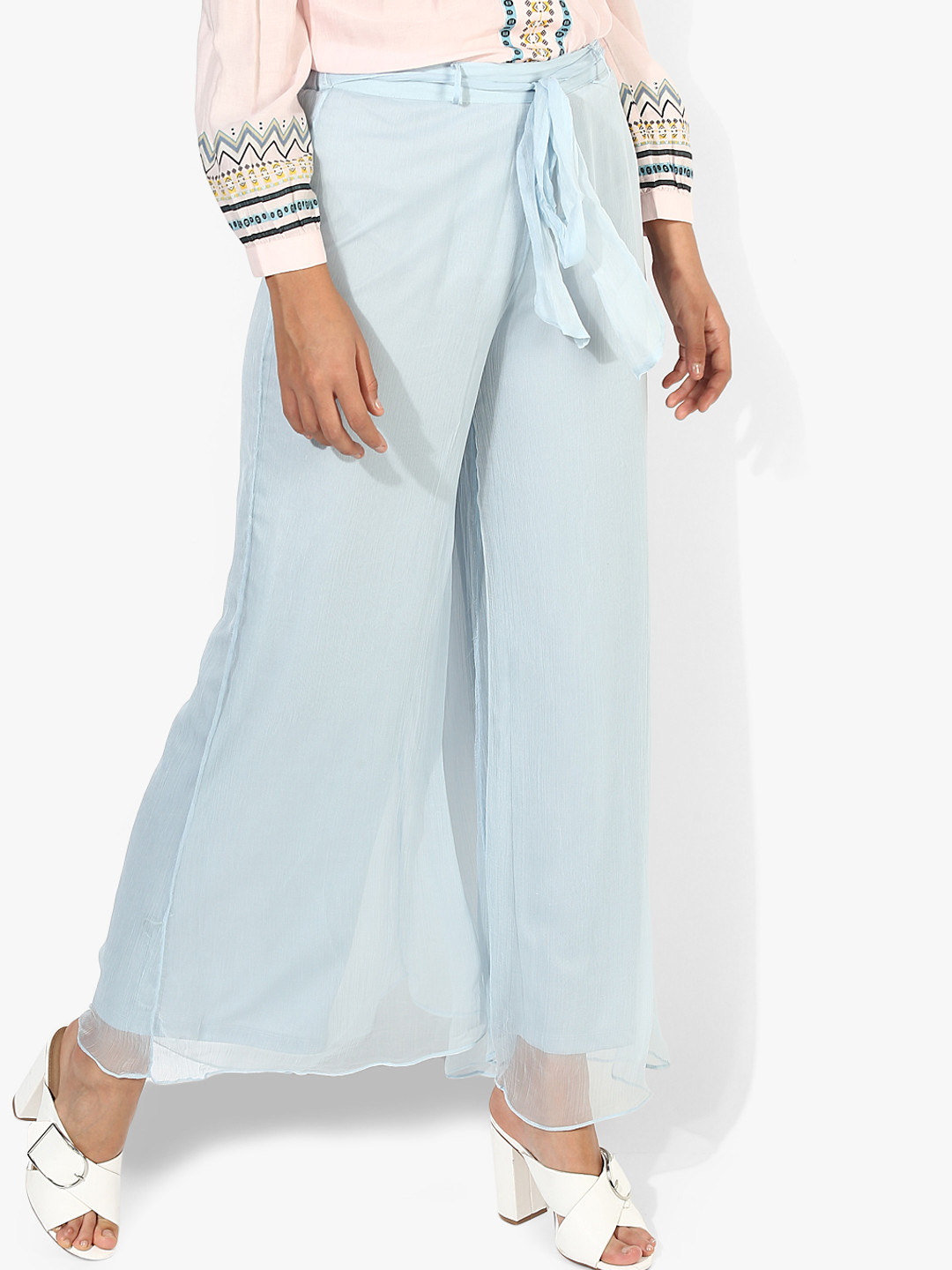 Buy Light Blue Solid Palazzo - Palazzos for Women 7681268 | Myntra