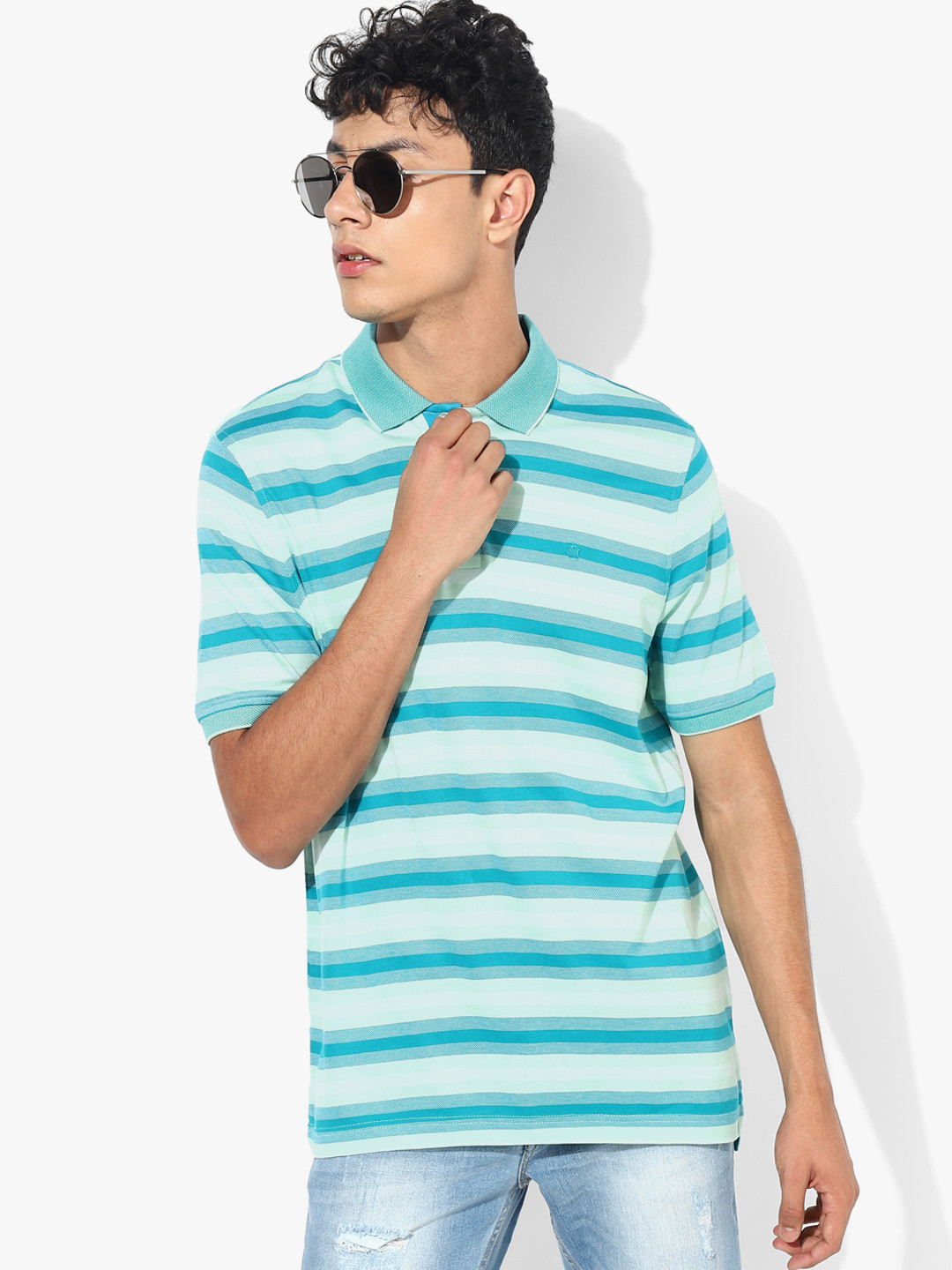 Buy Green Striped Regular Fit Polo T Shirt - Tshirts for Men 7683014 ...