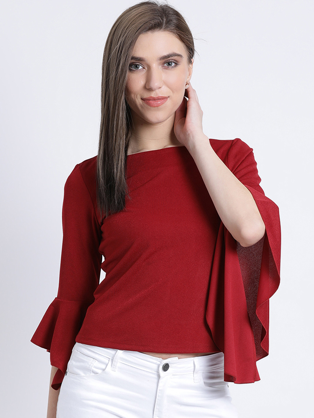 Buy Kazo Women Maroon Solid Top - Tops for Women 7835781 | Myntra