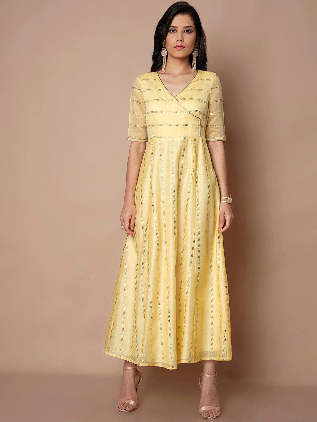 Buy INDYA Women Yellow Ethnic Maxi Dress - Dresses for Women 7838635 ...