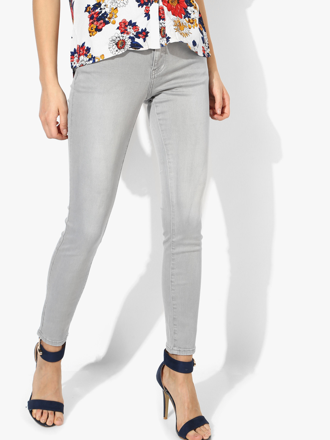 Buy Grey Solid Mid Rise Slim Fit Jeans - Jeans for Women 7901411 | Myntra