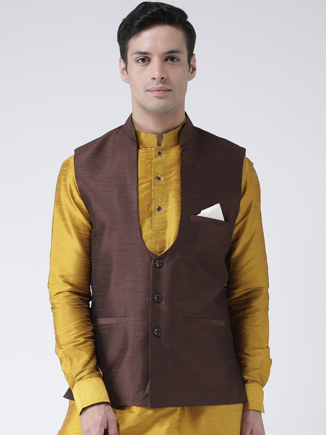 Buy DEYANN Men Brown Woven Nehru Jacket - Nehru Jackets for Men 7860207 ...