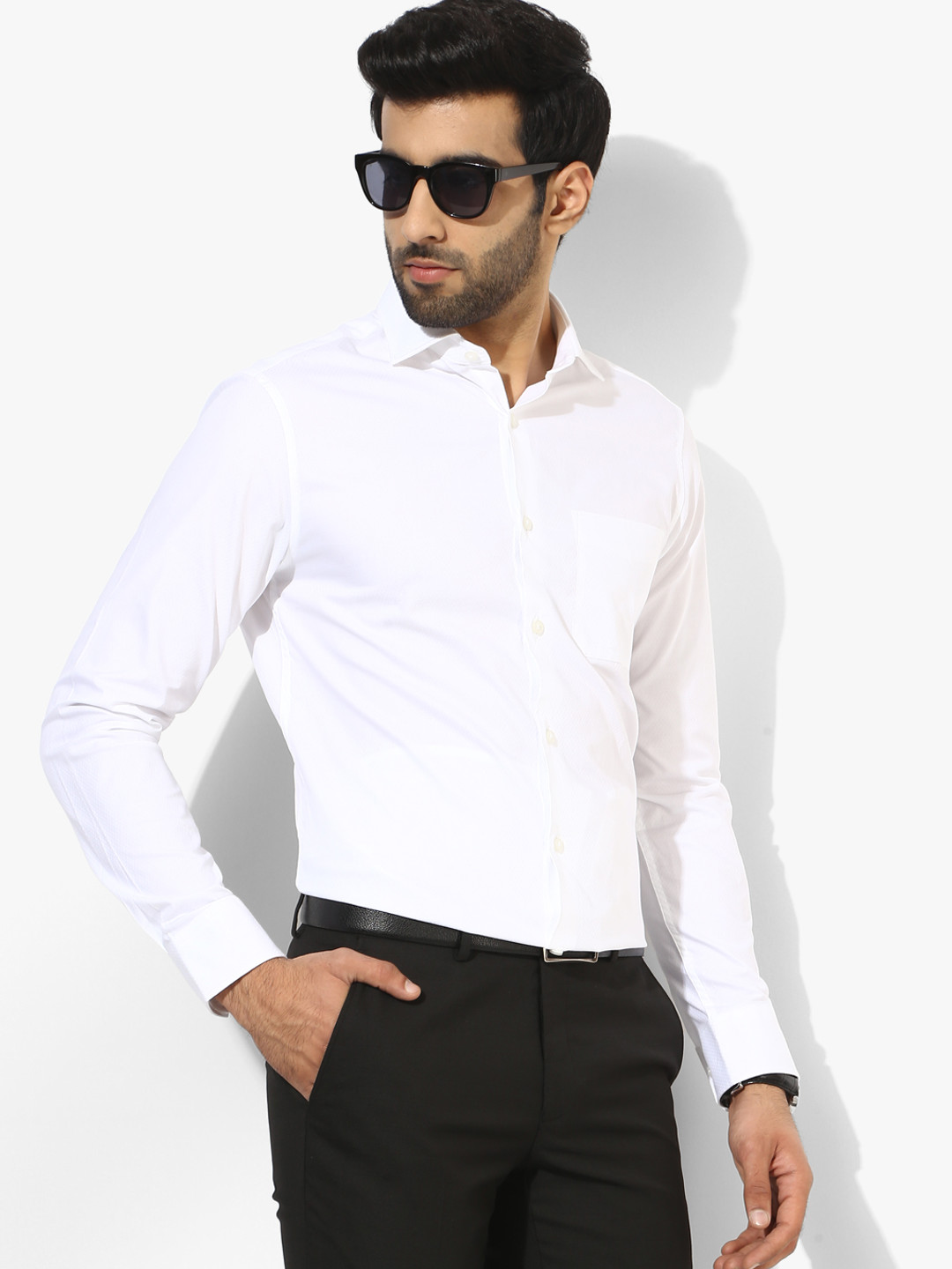 Buy White Solid Slim Fit Formal Shirt - Shirts for Men 7940343 | Myntra