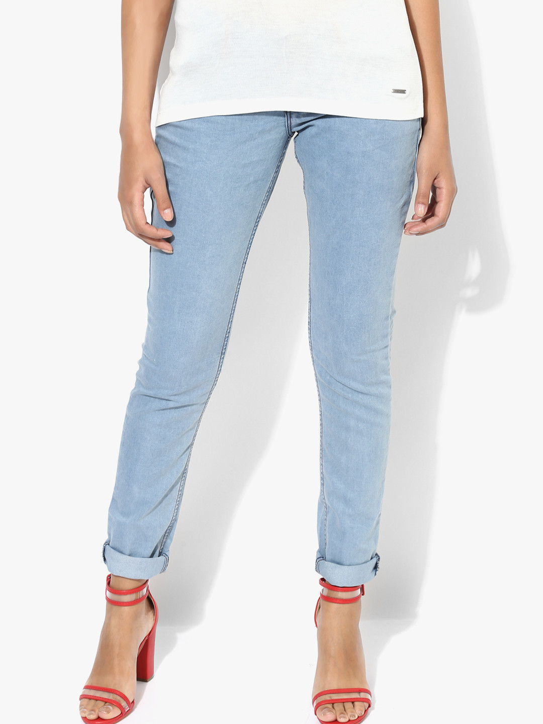 Buy Light Blue Solid Mid Rise Regular Fit Jeans - Jeans for Women ...