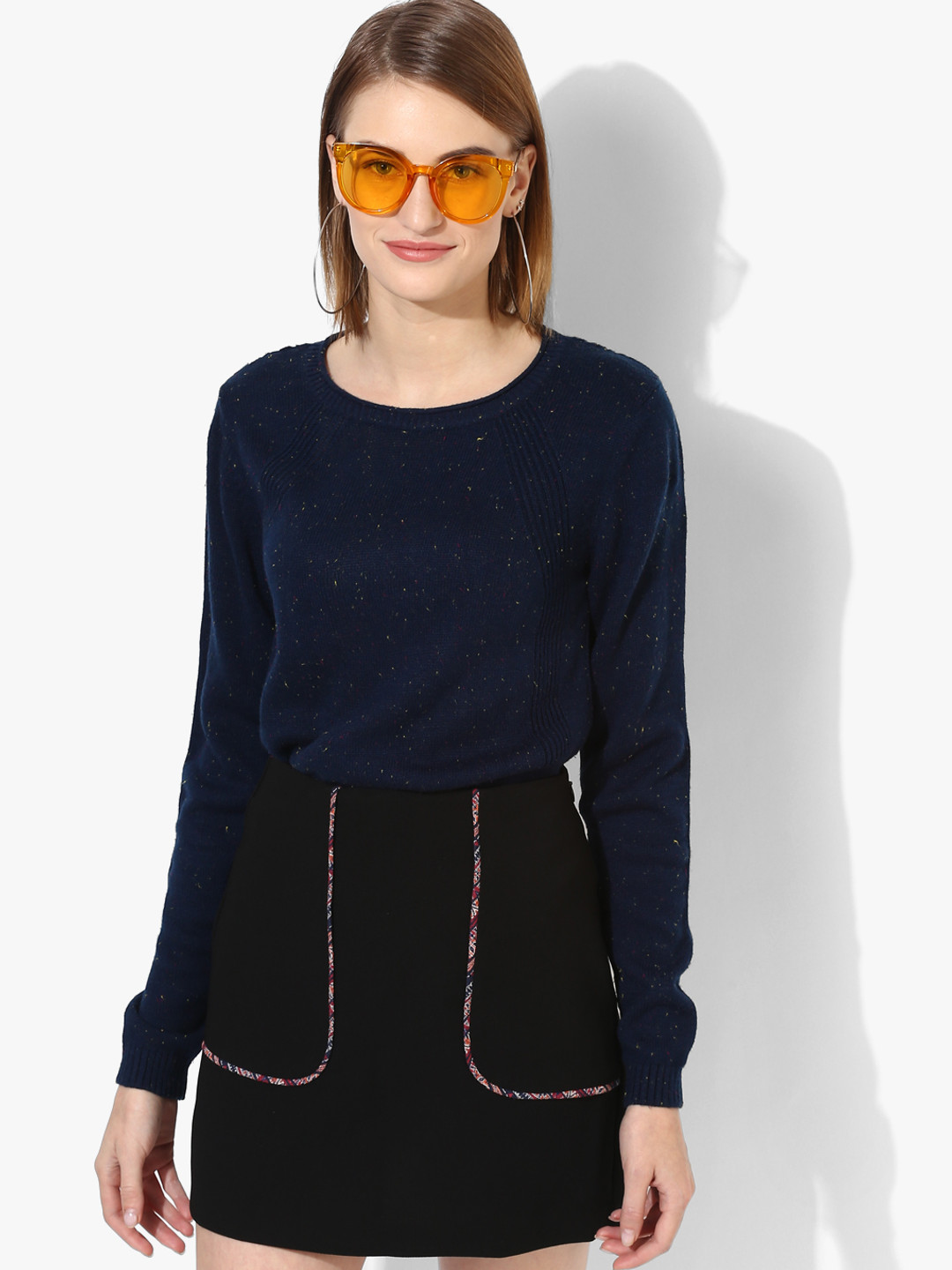 Buy Navy Blue Solid Sweater - Sweaters for Women 7926859 | Myntra