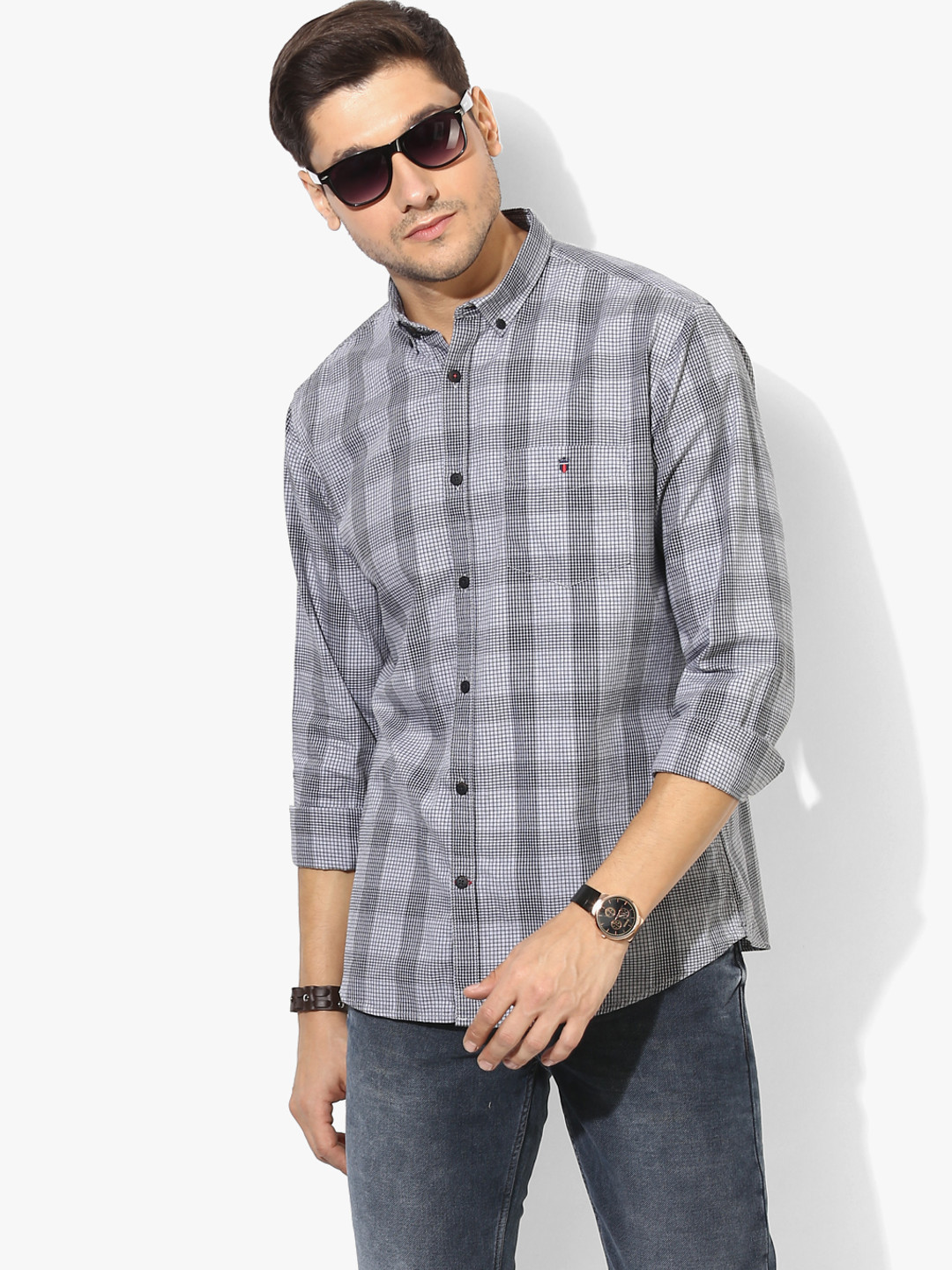 Buy Grey Checked Slim Fit Casual Shirt - Shirts for Men 7926293 | Myntra