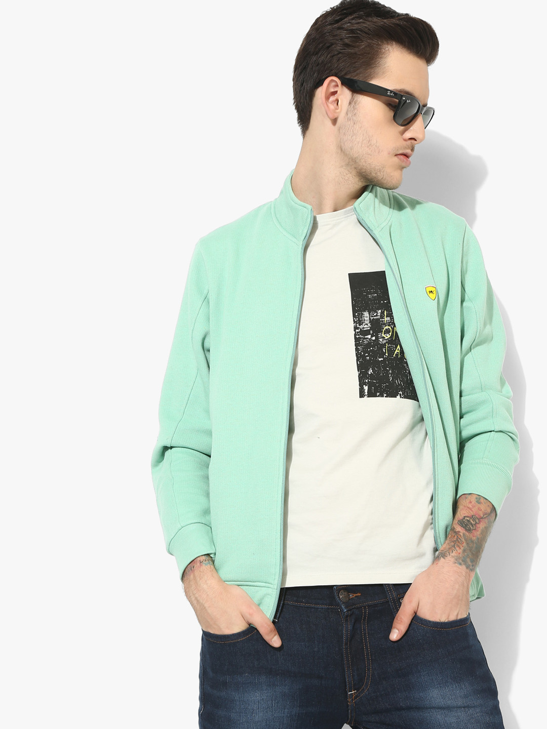 Buy Green Solid Sweat Jacket - Sweatshirts for Men 7927743 | Myntra