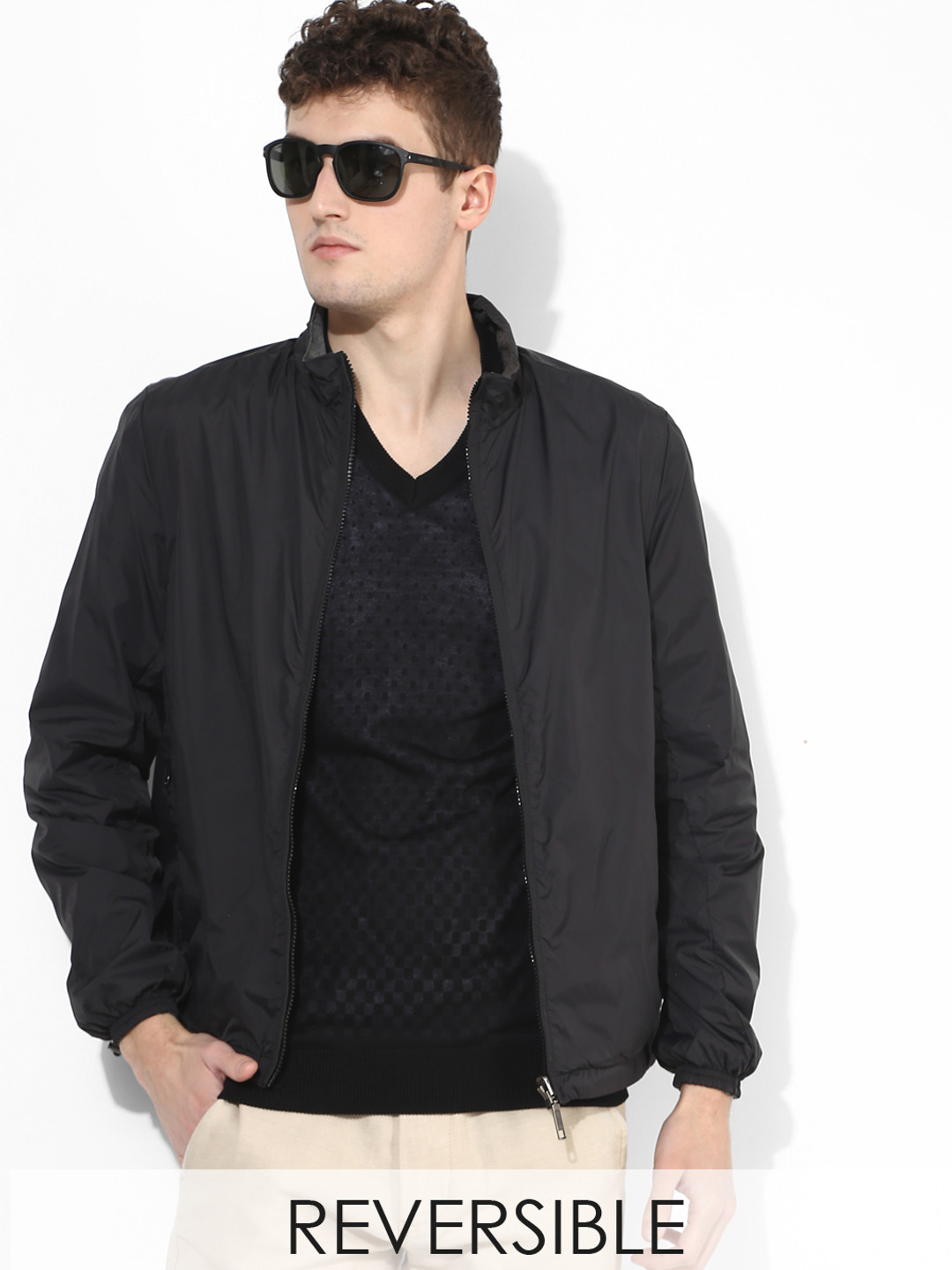 Buy Black Solid Casual Jacket - Jackets for Men 7922625 | Myntra