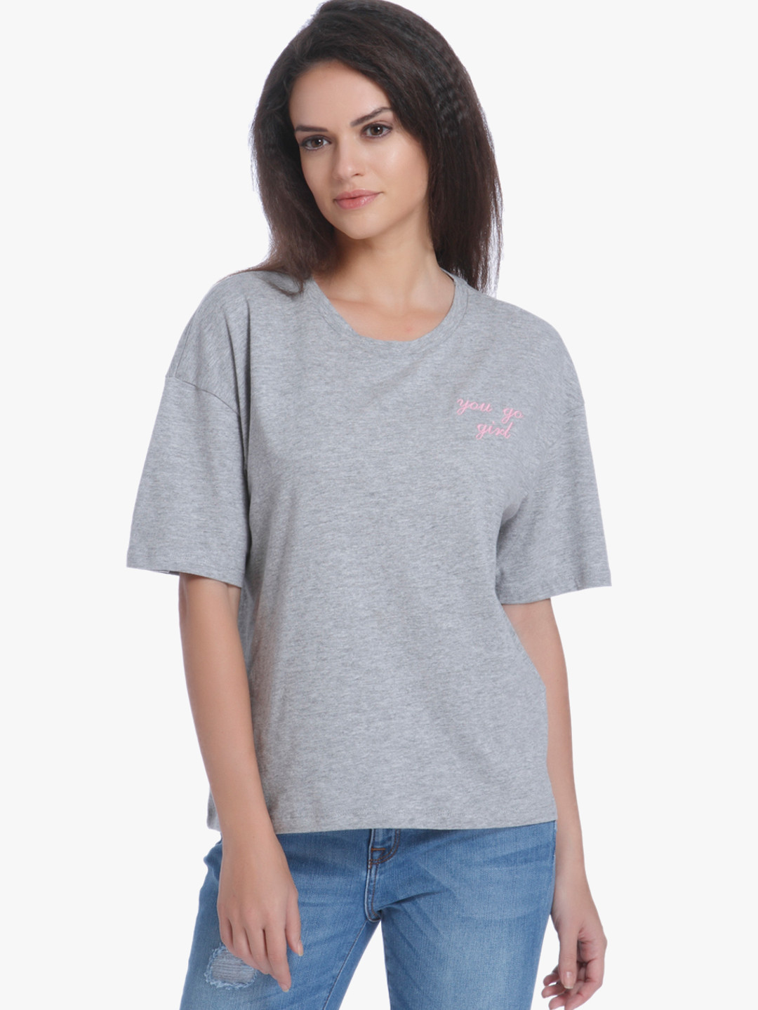 Buy Grey Solid T Shirt - Tshirts for Women 7935701 | Myntra