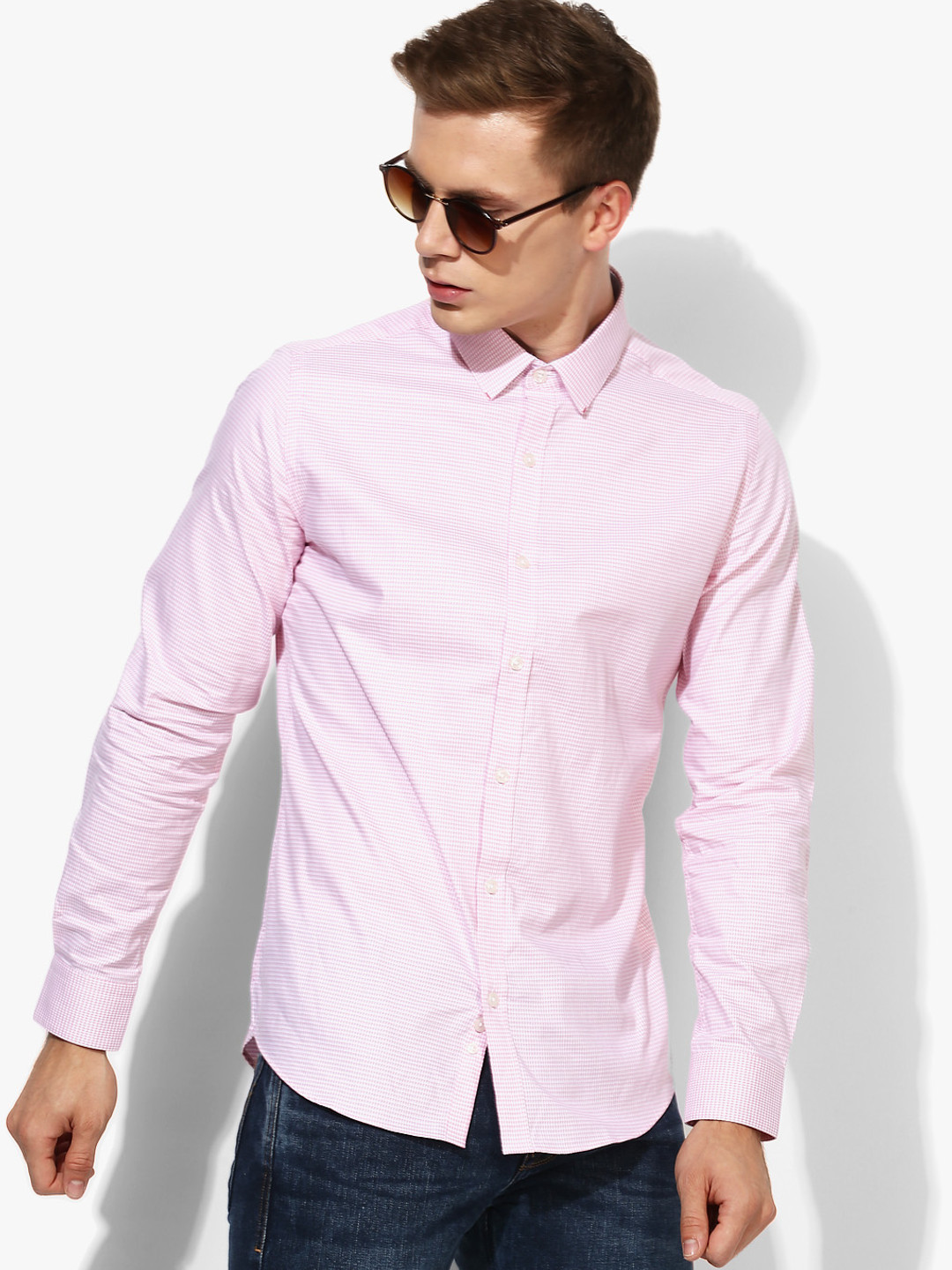 Buy Pink Textured Slim Fit Casual Shirt - Shirts for Men 7930697 | Myntra