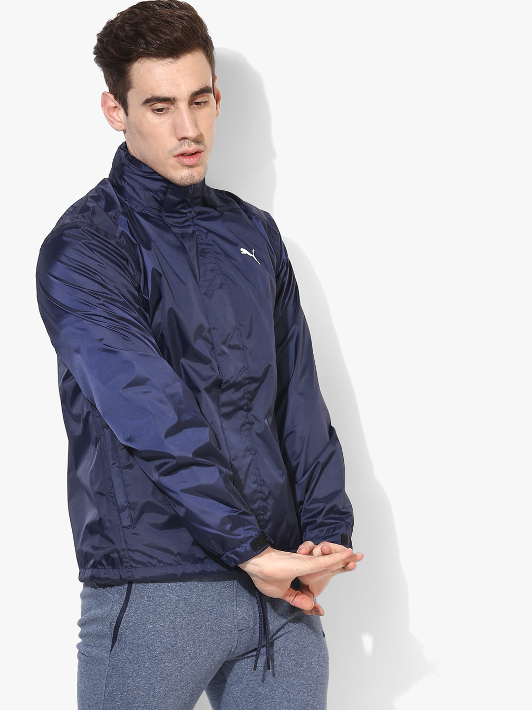 Buy Navy Blue Solid Rain Jacket - Rain Jacket for Men 7928757 | Myntra