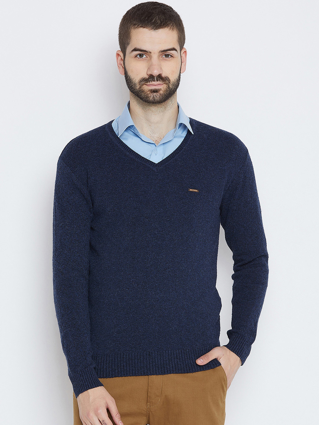 Buy Duke Men Navy Blue Solid Pullover - Sweaters for Men 8008453 | Myntra