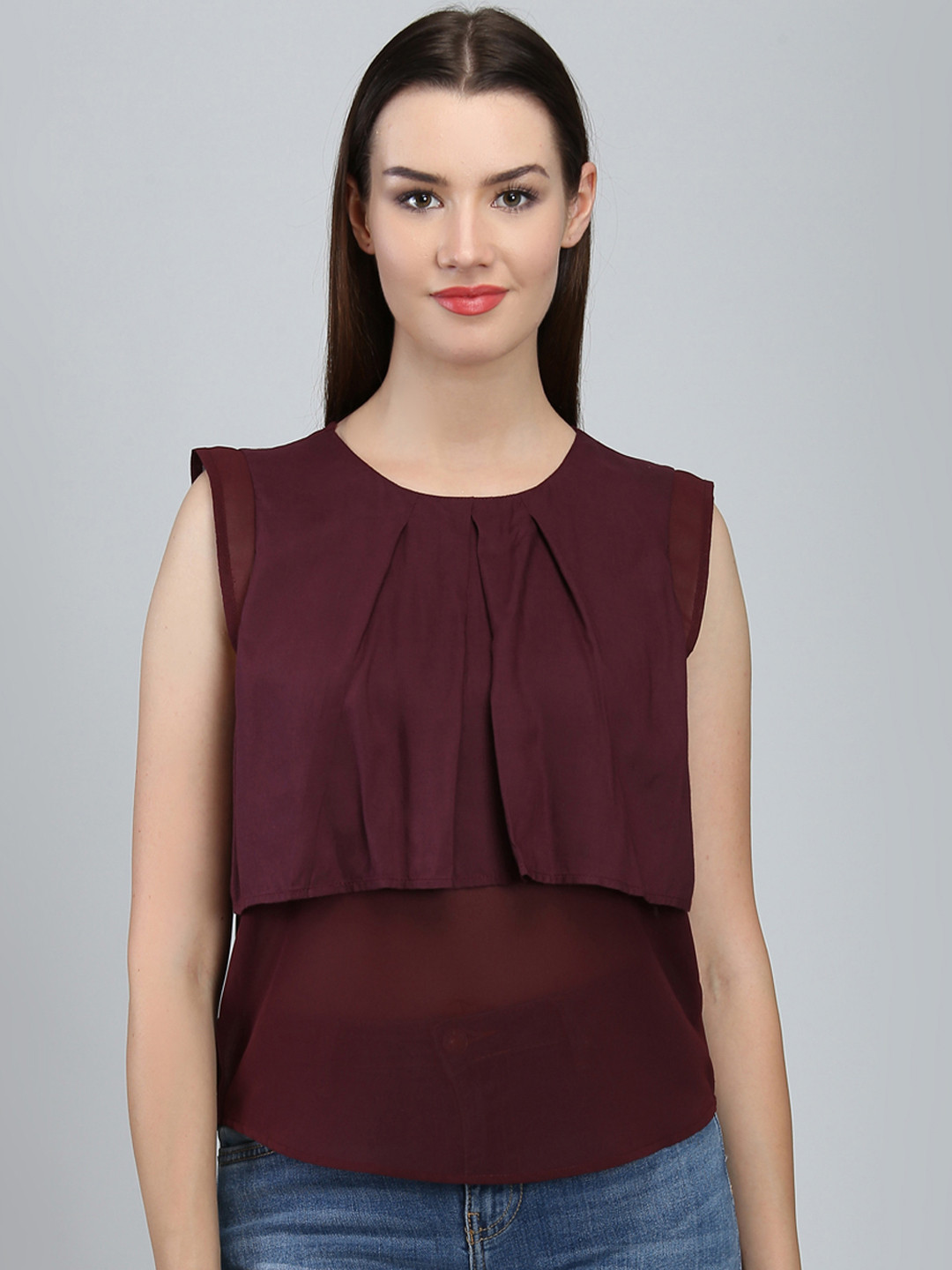 Buy LA LOFT Women Maroon Solid Top - Tops for Women 8190713 | Myntra
