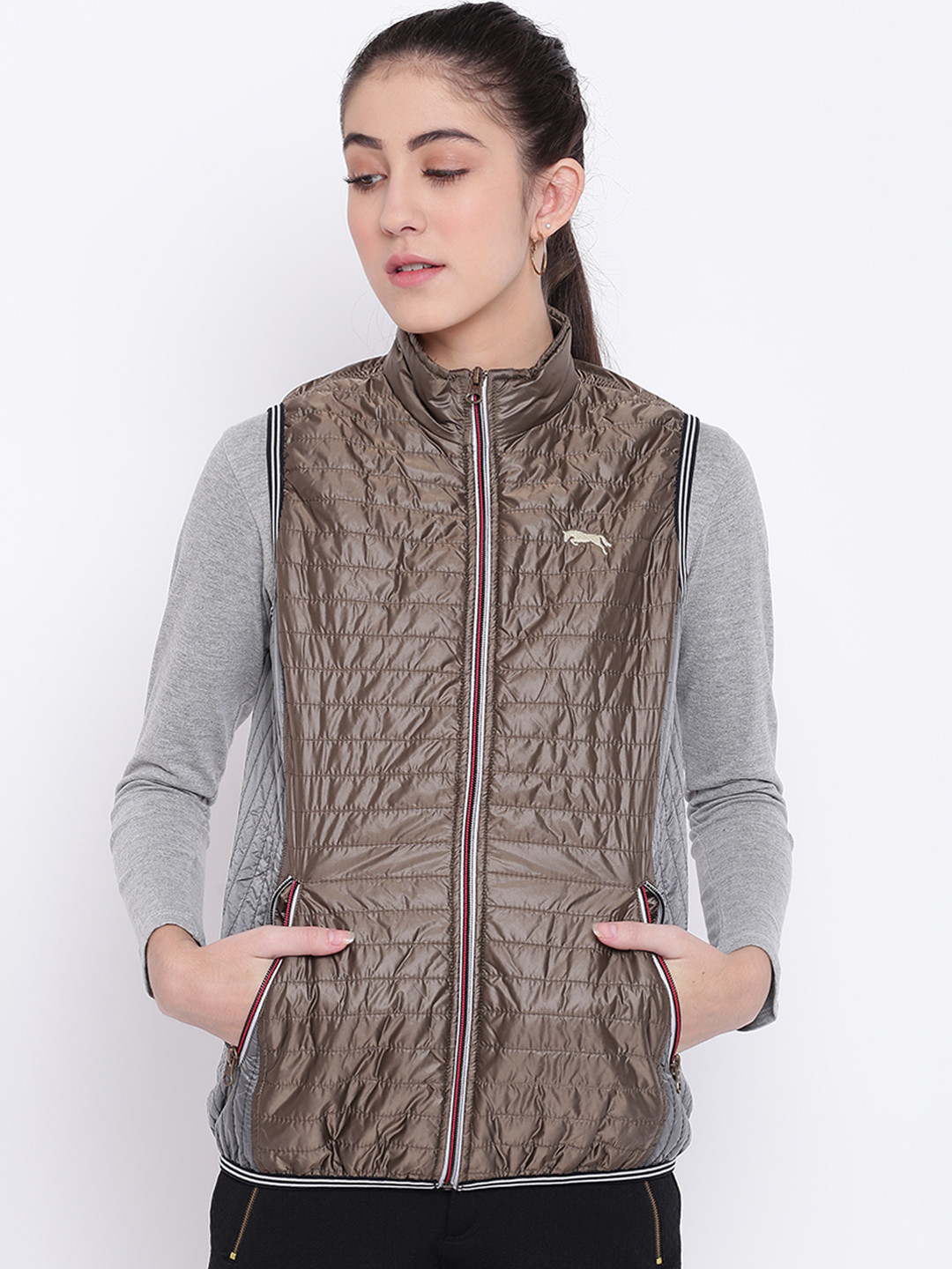 Buy JUMP USA Women Copper Toned Solid Puffer Jacket - Jackets for Women ...