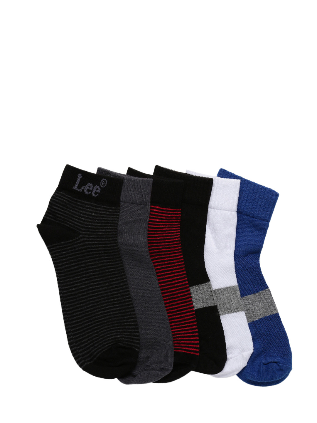 Buy Lee Men Pack Of 6 Assorted Ankle Length Socks - Socks for Men ...