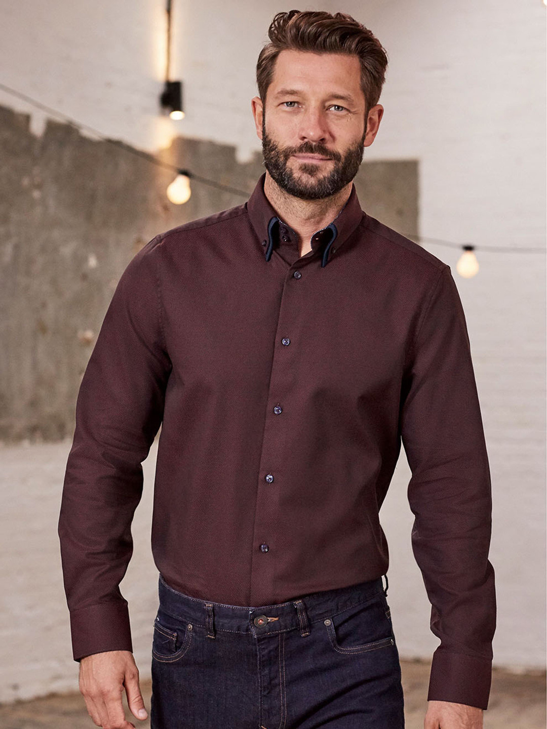 Buy Next Men Burgundy Regular Fit Self Design Casual Shirt - Shirts for ...