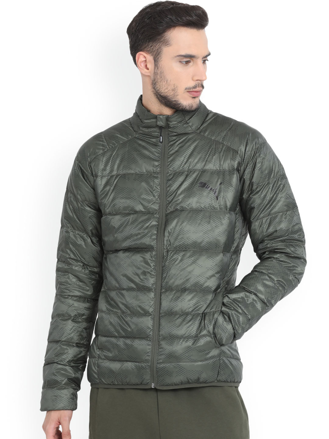 Buy Puma Men Grey Solid Puffer Jacket - Jackets for Men 8217581 | Myntra