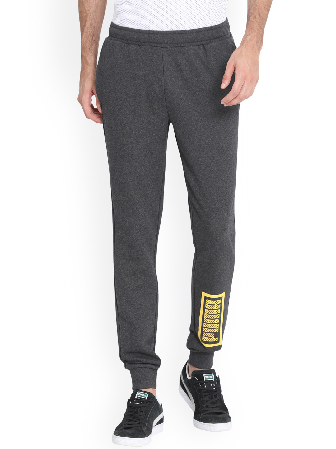 Buy Puma Men Grey Solid Straight Fit Joggers - Track Pants for Men ...