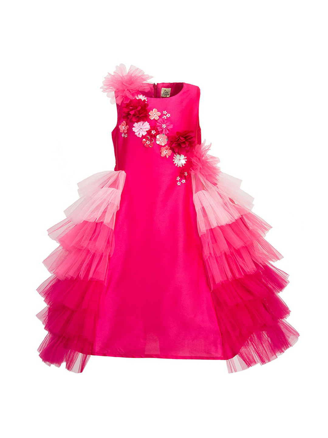Buy A Little Fable Girls Pink Pinwheel Gown Self Design Fit And Flare ...
