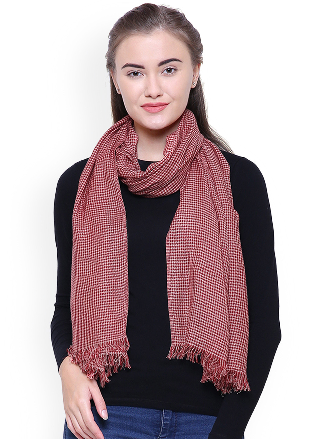 Buy Anekaant Women Red & White Checked Stole - Stoles for Women 8316061 ...