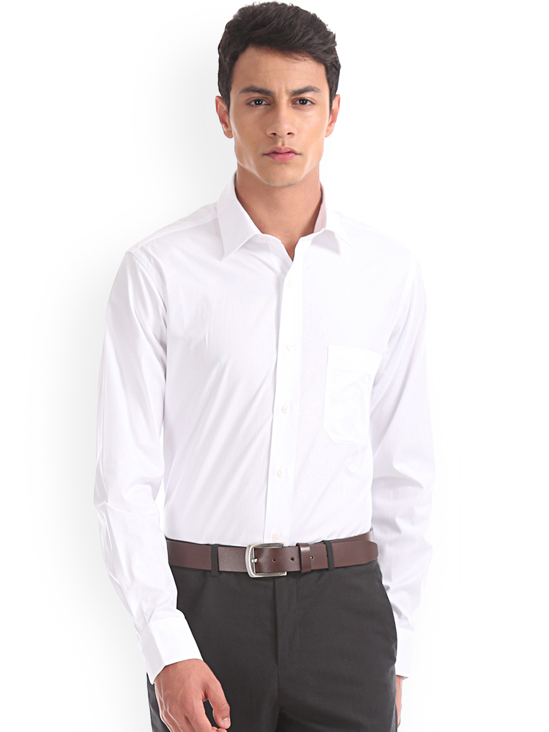 Buy Arrow Men White Regular Fit Solid Formal Shirt - Shirts for Men ...