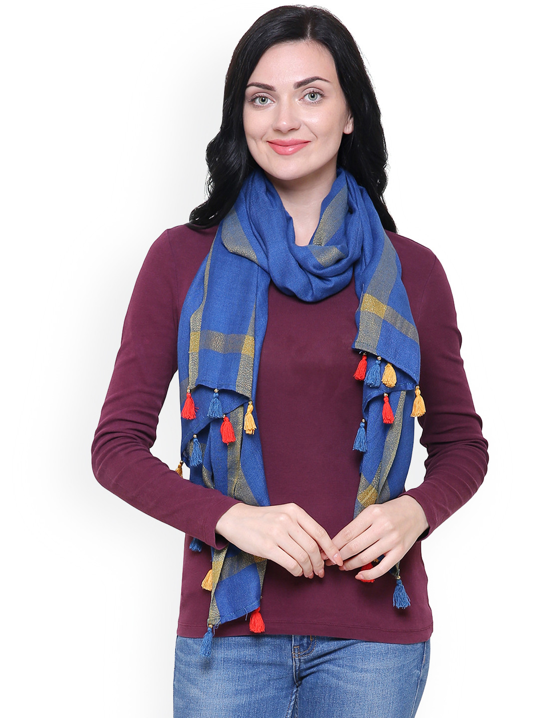 Buy Anekaant Women Blue Solid Stole - Stoles for Women 8091729 | Myntra