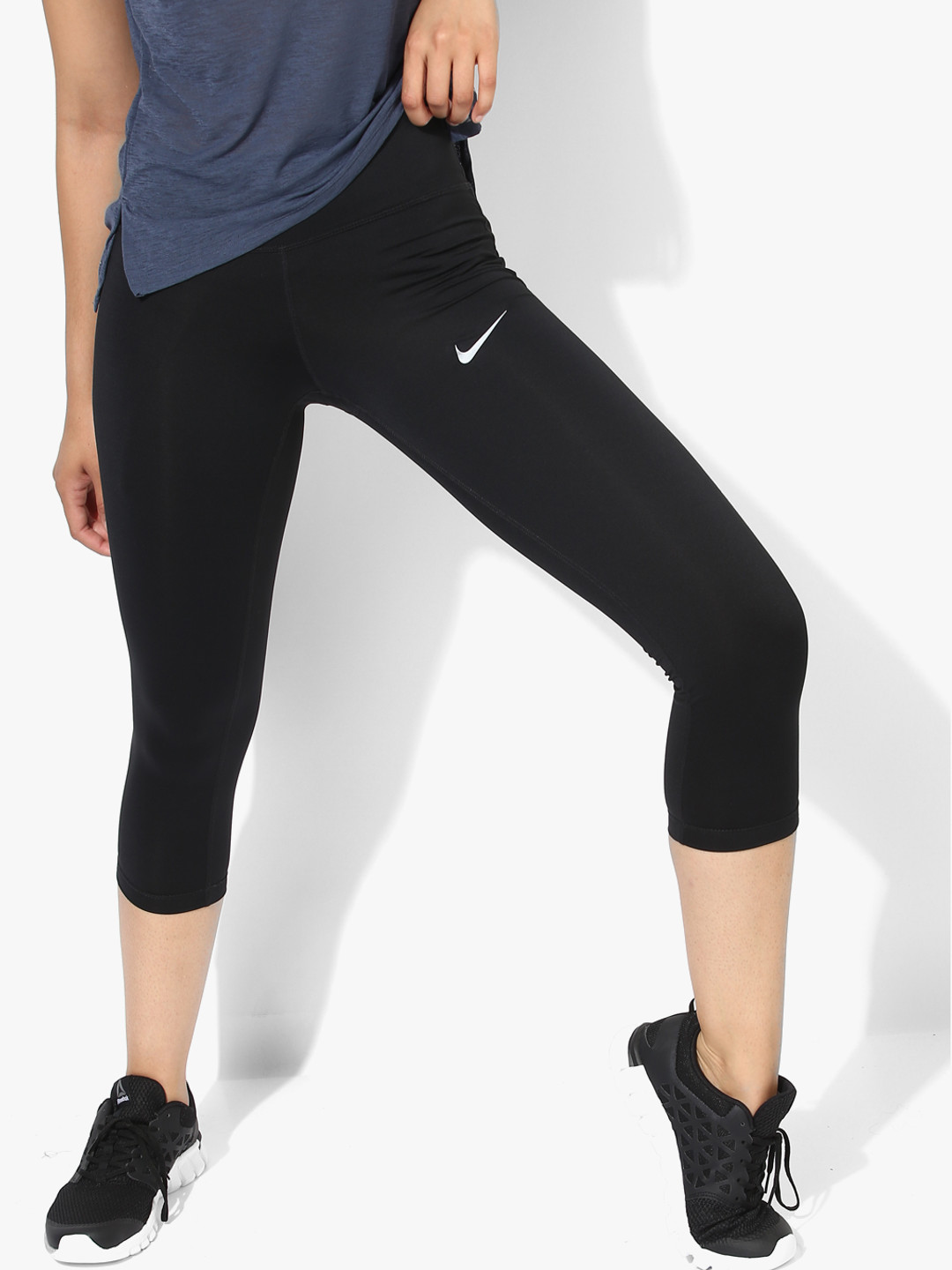 Buy Nike Women Black Solid As Pwr Essntl Crop Df Running Tights ...