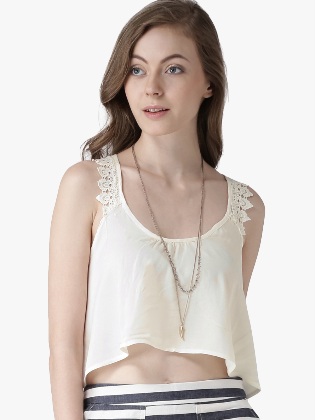 Buy Forever 21 Off White Criss Cross Back Crop Top Tops For Women