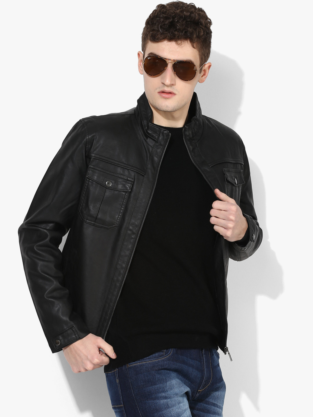 Buy Black Solid Casual Jacket - Jackets for Men 7177719 | Myntra