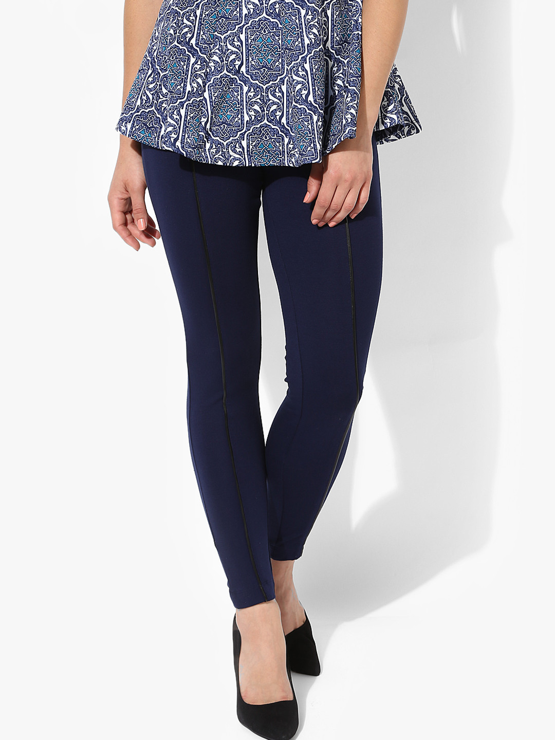 Buy Navy Blue Solid Leggings - Leggings for Women 7176090 | Myntra