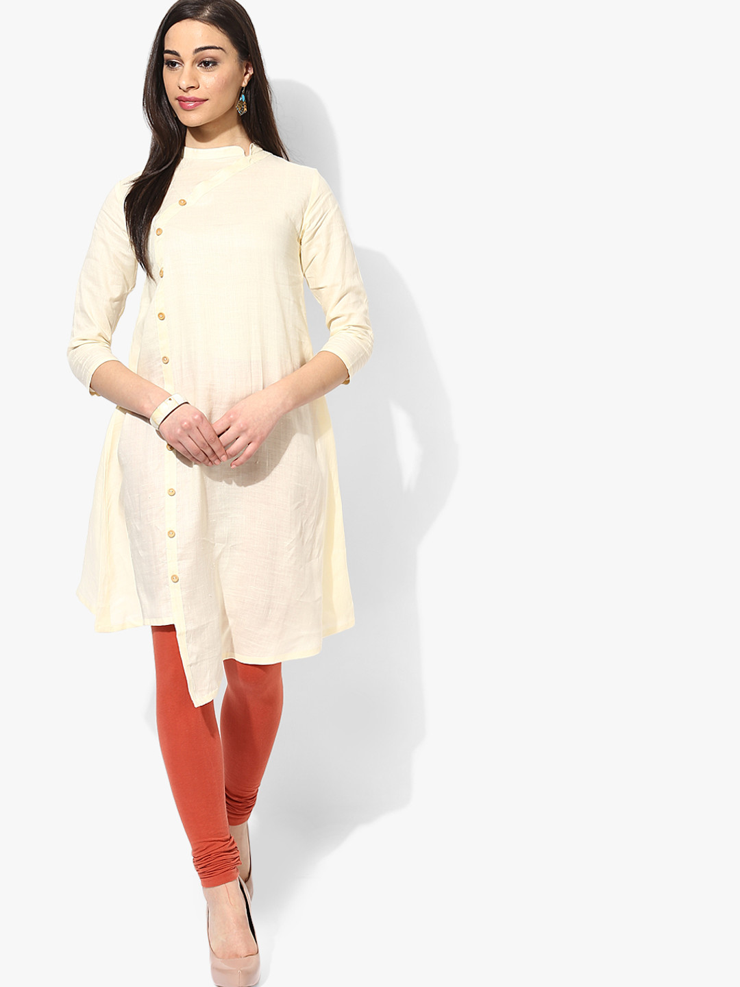 Buy Cream Solid Kurti - Kurtis for Women 7176612 | Myntra