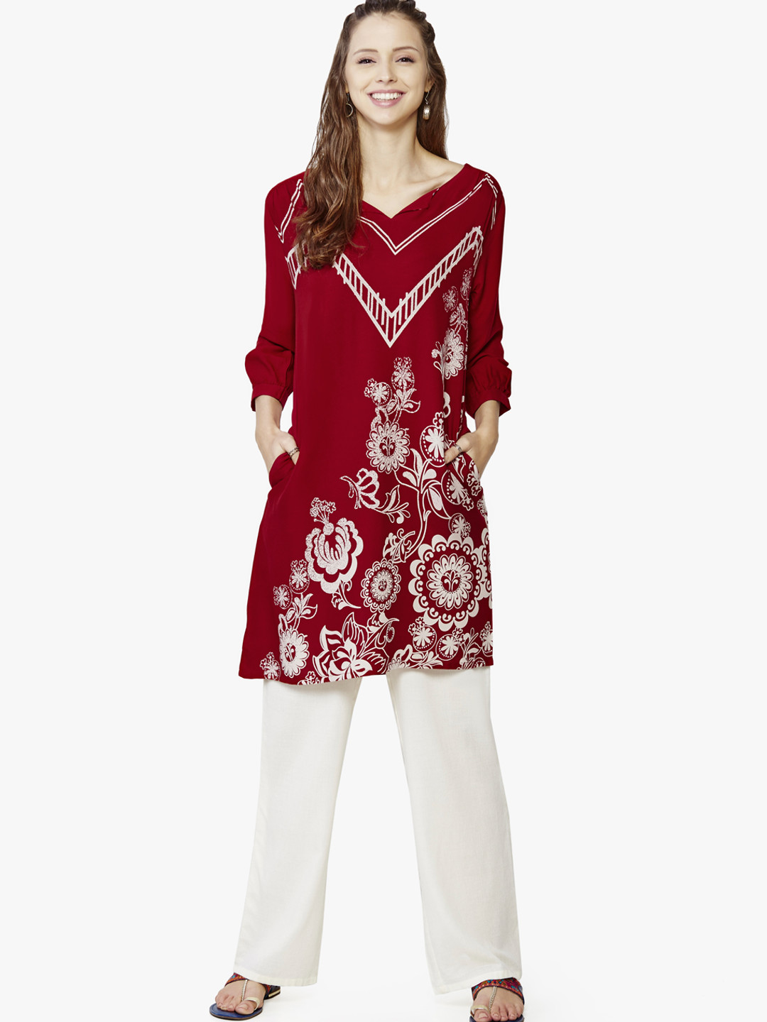 Buy Maroon Printed Tunic - Tunics for Women 7180897 | Myntra