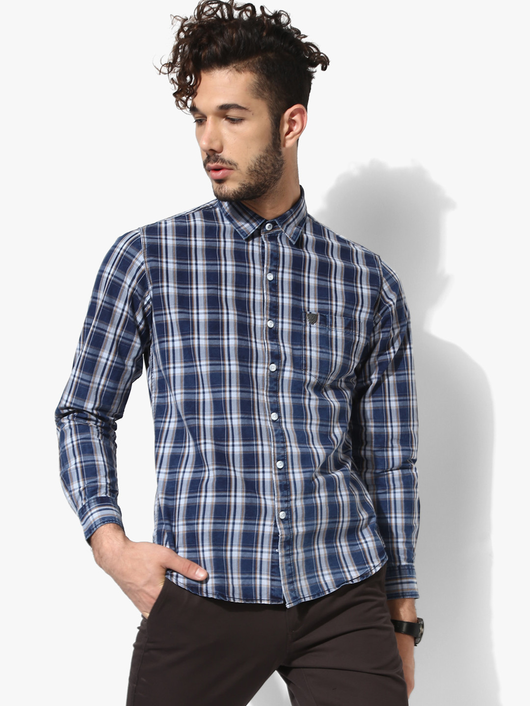 Buy Blue Checked Slim Fit Casual Shirt - Shirts for Men 7177484 | Myntra