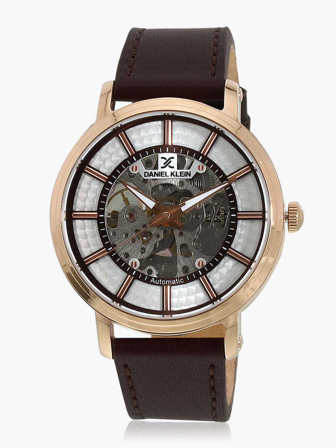 Buy Daniel Klein Automatic Men Silver Toned Skeleton Analogue Watch ...