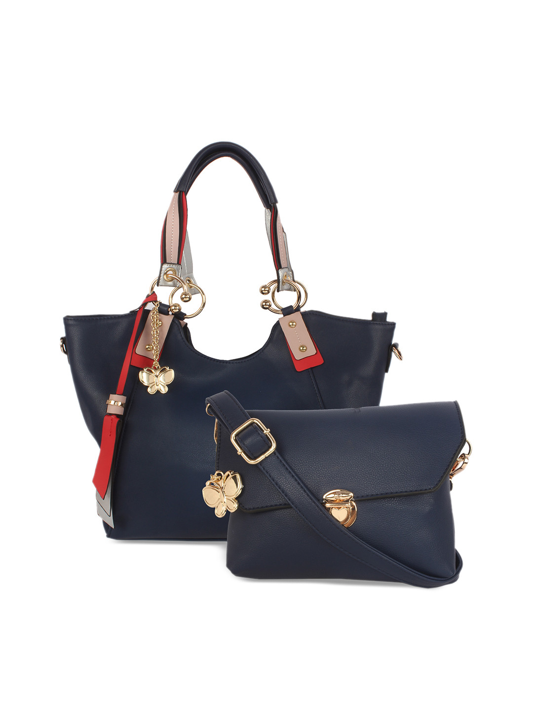 Buy Butterflies Blue Solid Handheld Bag - Handbags for Women 8460859 ...