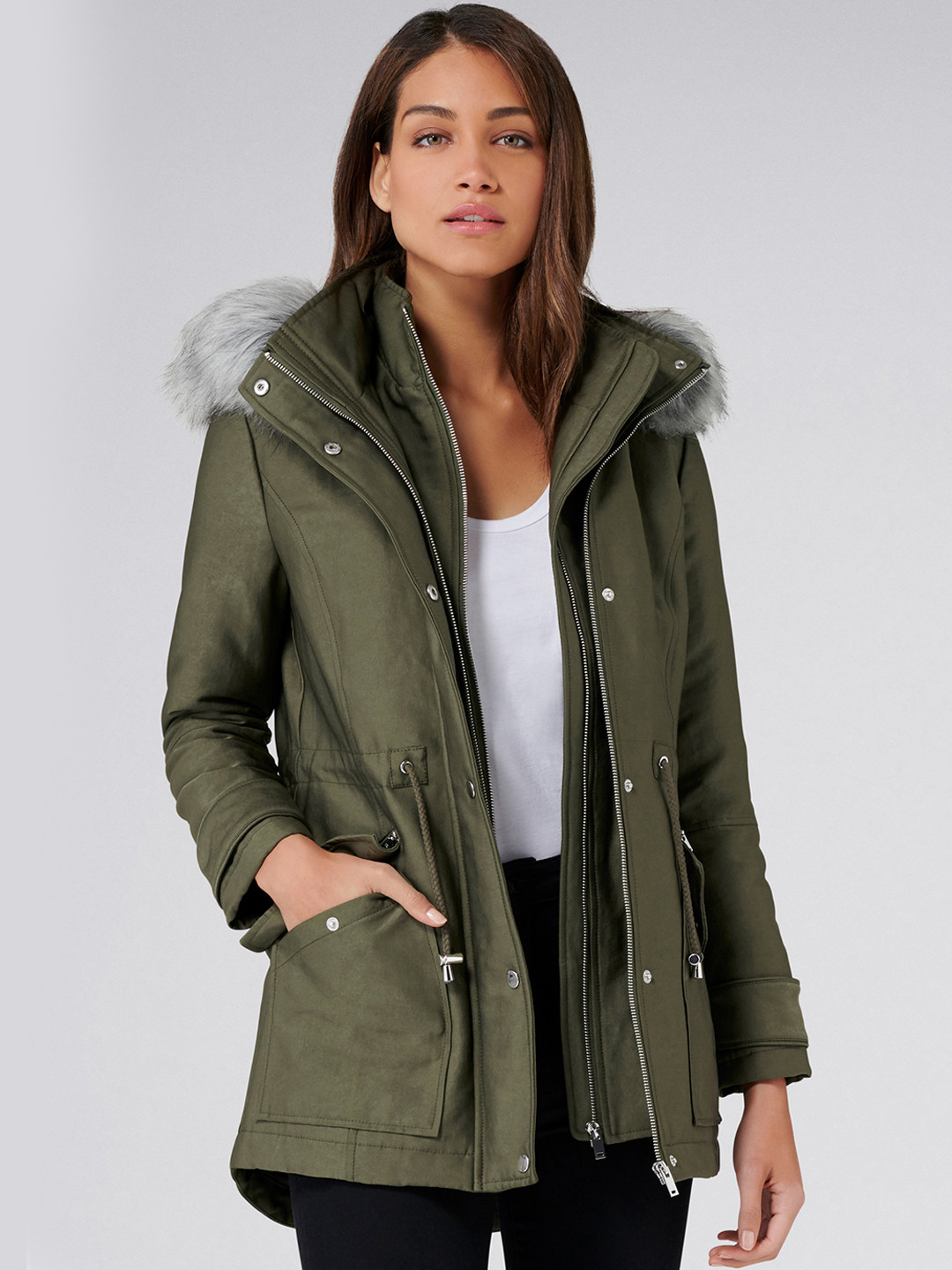 Buy Forever New Women Green Solid Parka - Jackets for Women 8461493 ...