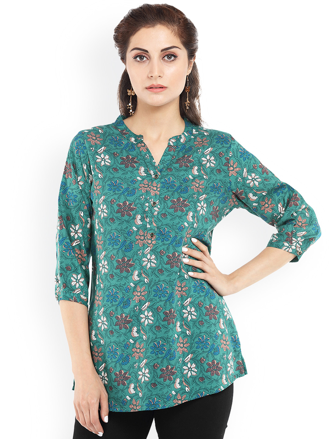Buy Alena Teal Printed Tunic - Tunics for Women 8477393 | Myntra