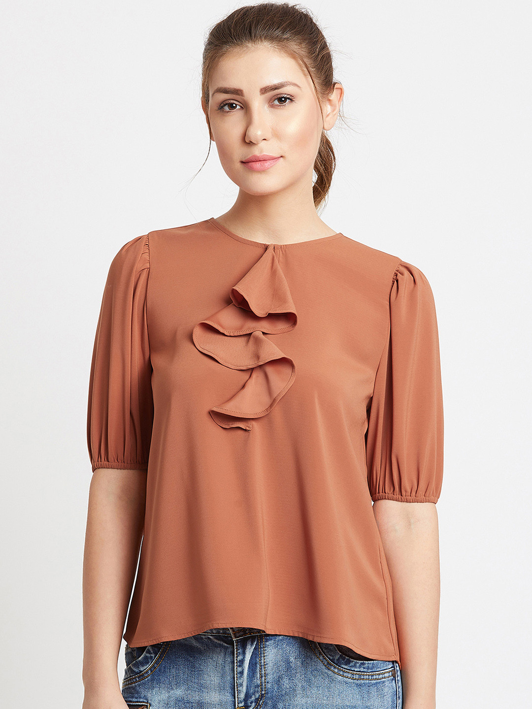 Buy COVER STORY Women Rust Solid Top - Tops for Women 8528273 | Myntra