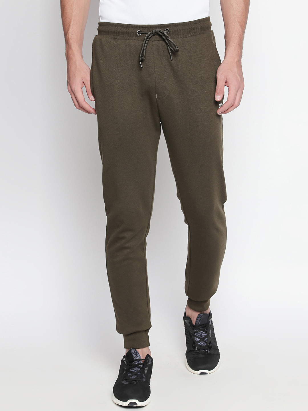 Buy Ajile By Pantaloons Men Olive Green Regular Fit Solid Joggers ...