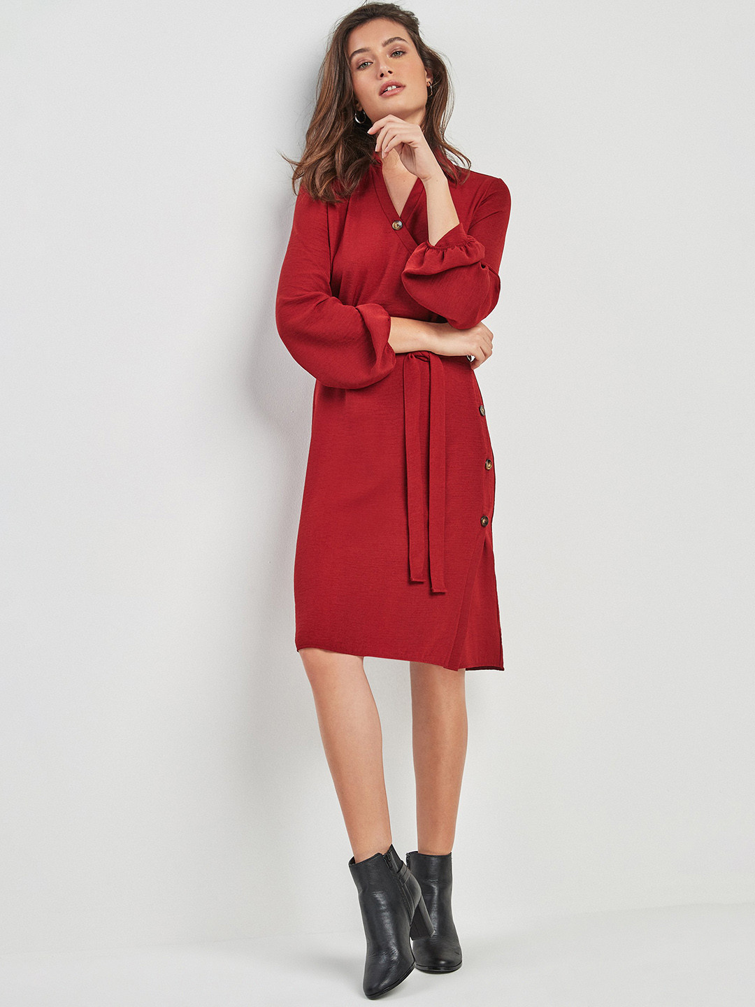 Buy NEXT Women Red Solid Wrap Dress - Dresses for Women 8608369 | Myntra