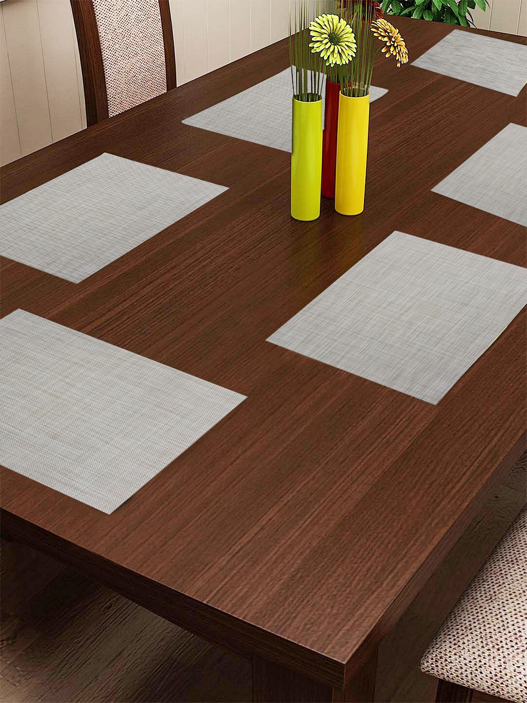 Buy BIANCA Set Of 6 Grey Textured Rectangular Table Mats - Table ...