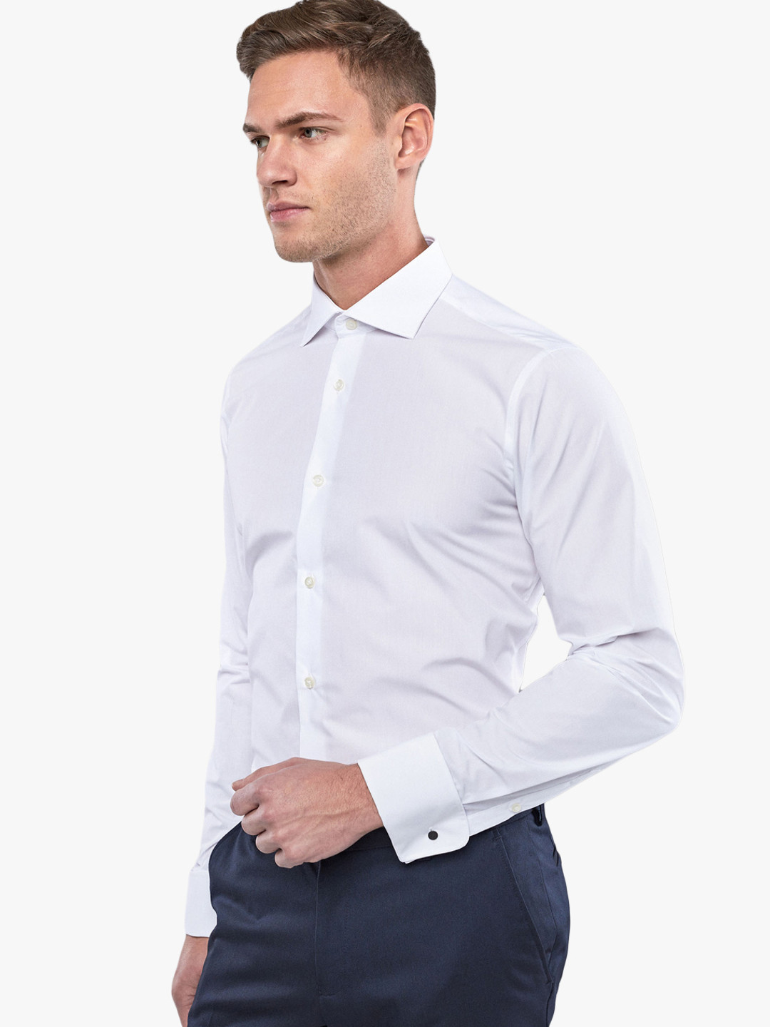 Buy NEXT Men White Slim Fit Solid Formal Shirt - Shirts for Men 8680447 ...